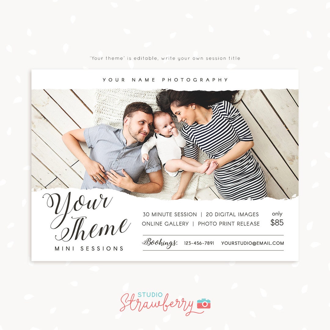 Mini Session Template, Photography Marketing, Photoshop Template ...