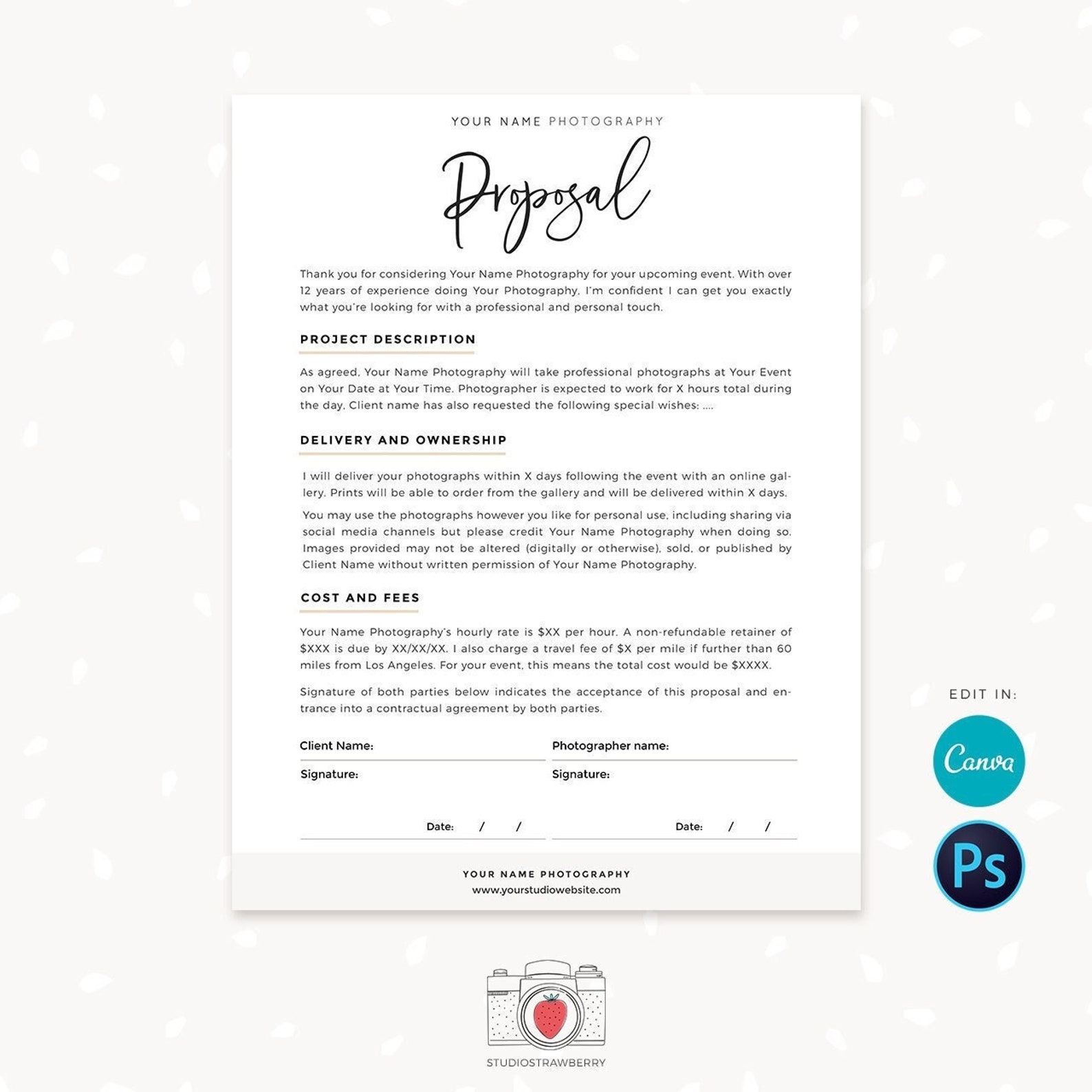 Photographer Proposal Template, Photography Forms, Forms for ...