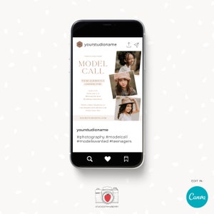 Editable Model Call Canva Template for Photography, Customizable Model ...