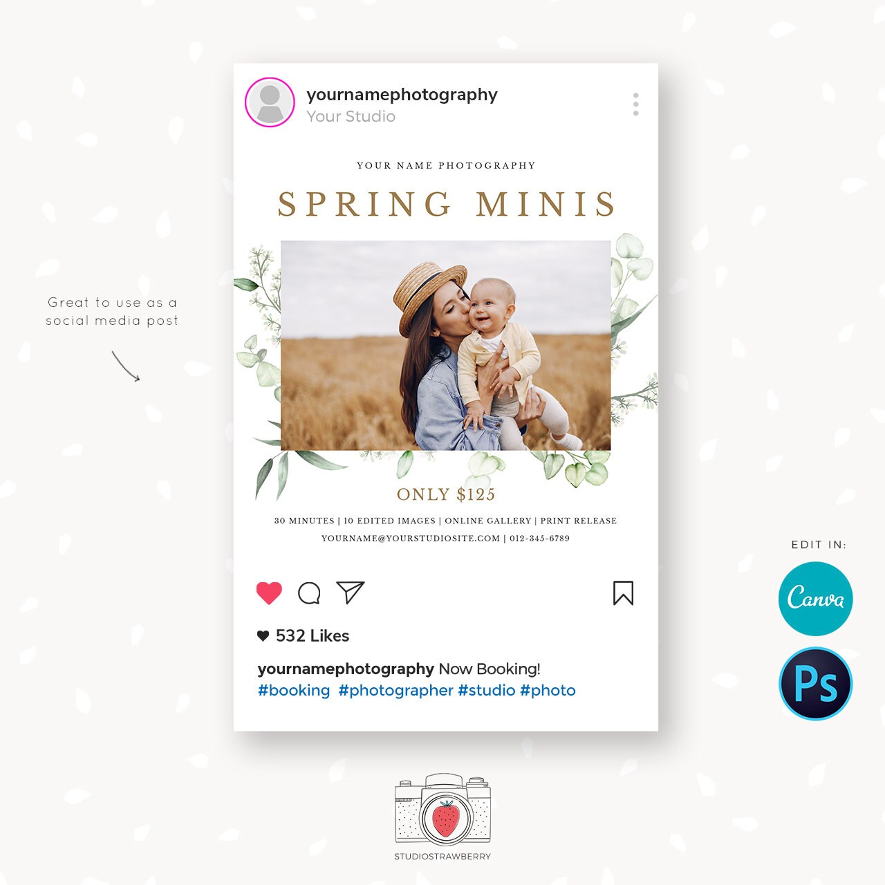 Spring Mini Sessions Template Canva Photoshop Spring Mini - Etsy