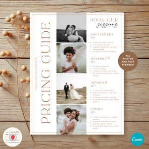 Pricing Guide Template for Photographers | Editable Modern Price List ...