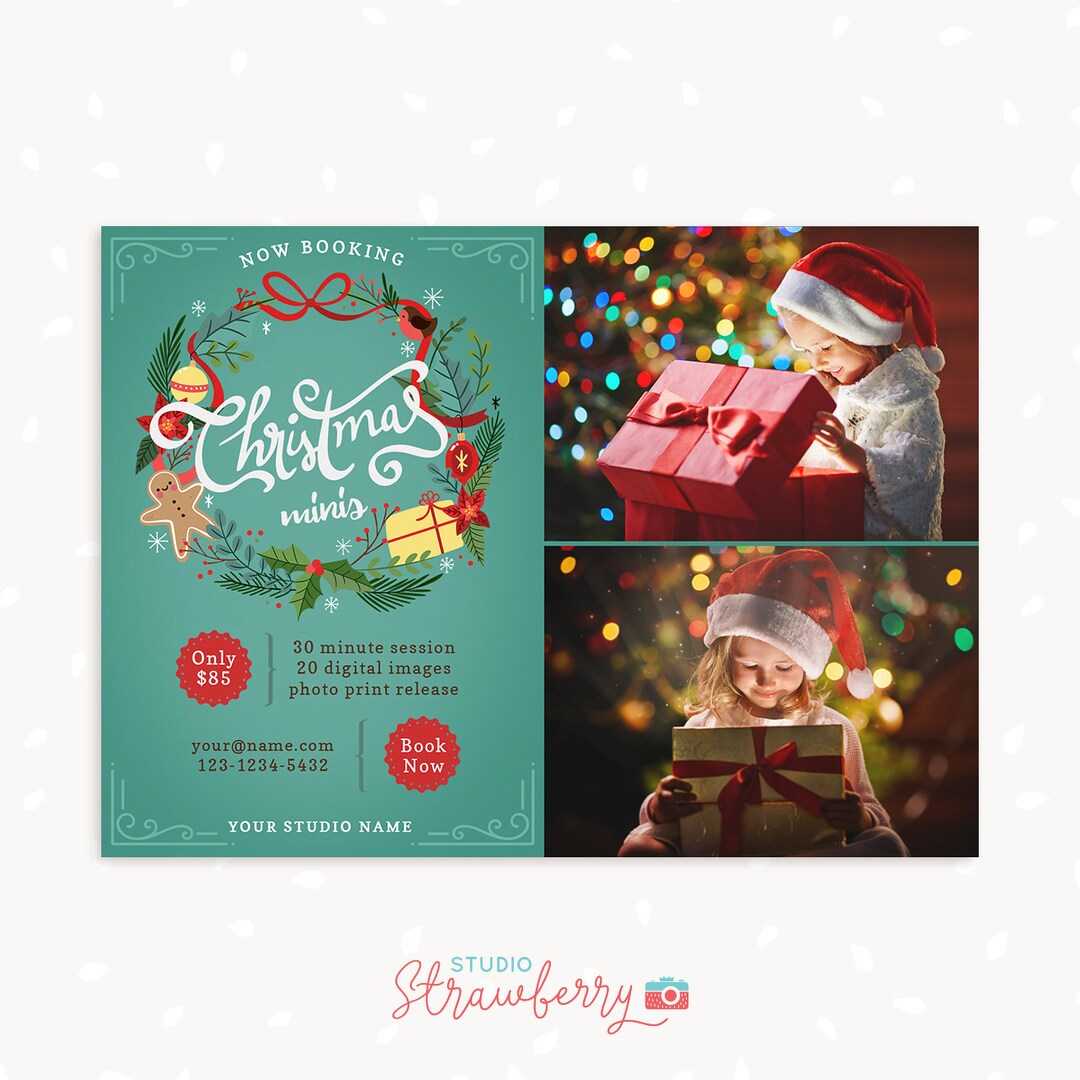 Christmas Mini Session Template, Christmas Marketing Board, Photography ...