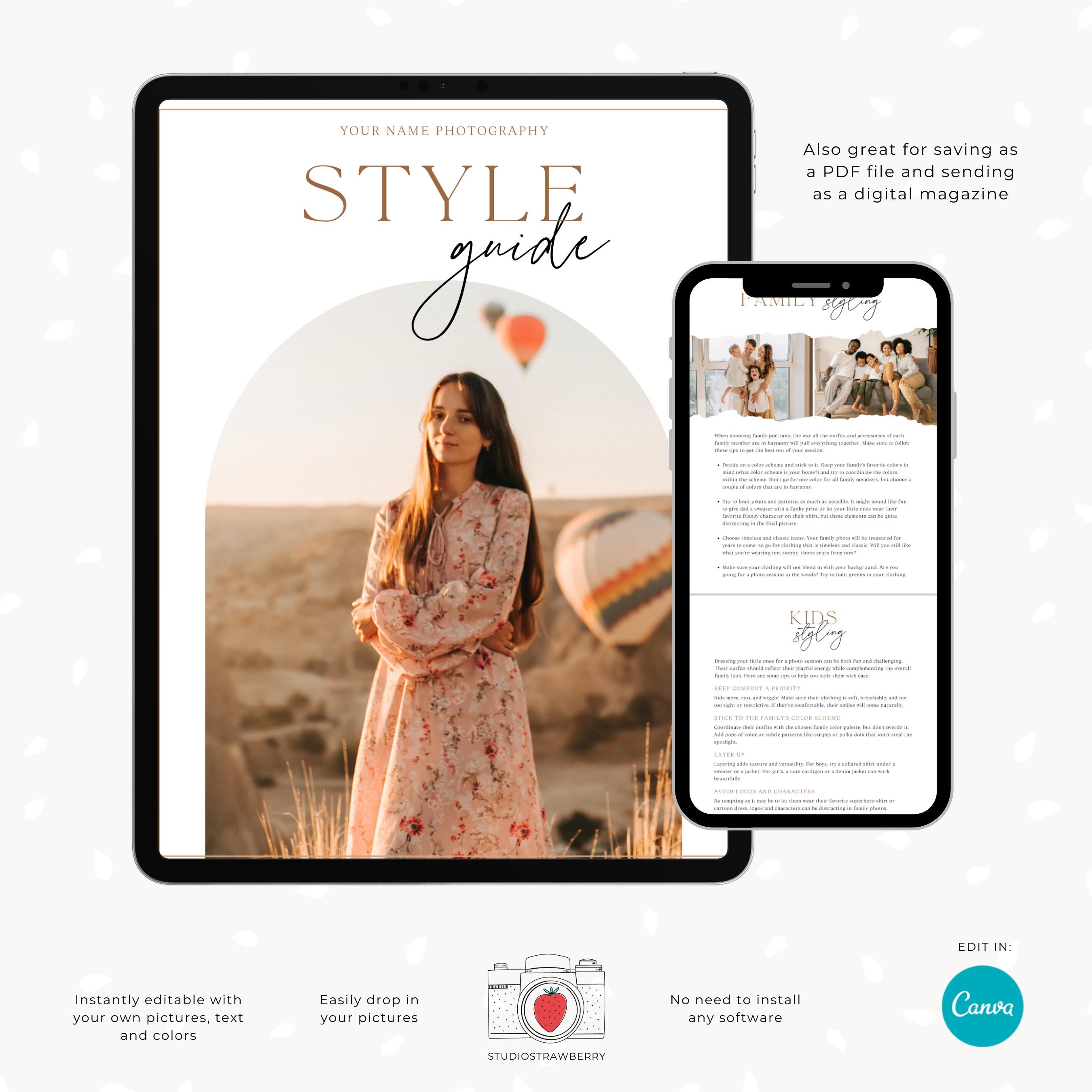 Photography Style Guide Template, Editable Canva Client Styling Guide ...