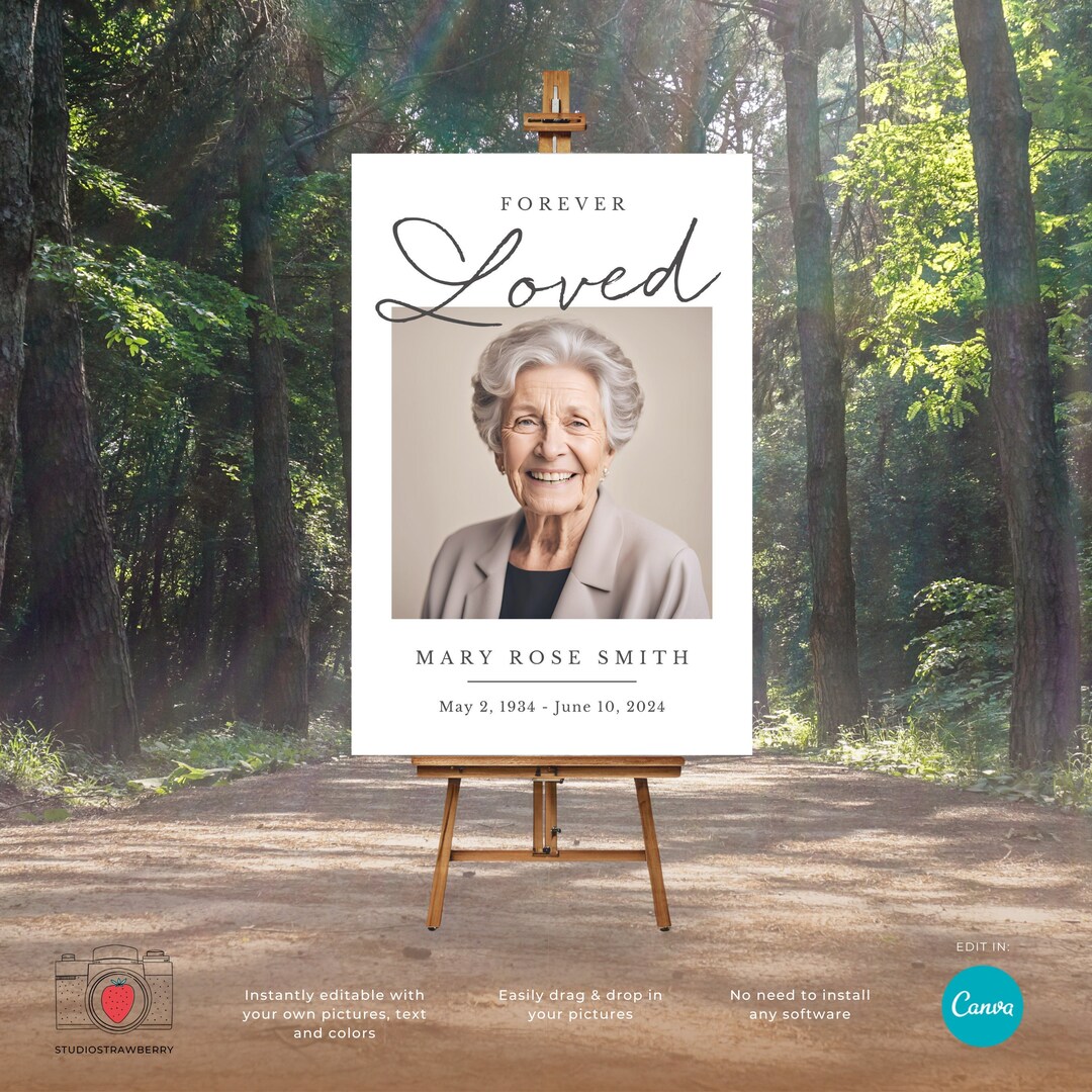 Editable Funeral Poster Template | Customizable Memorial Service ...