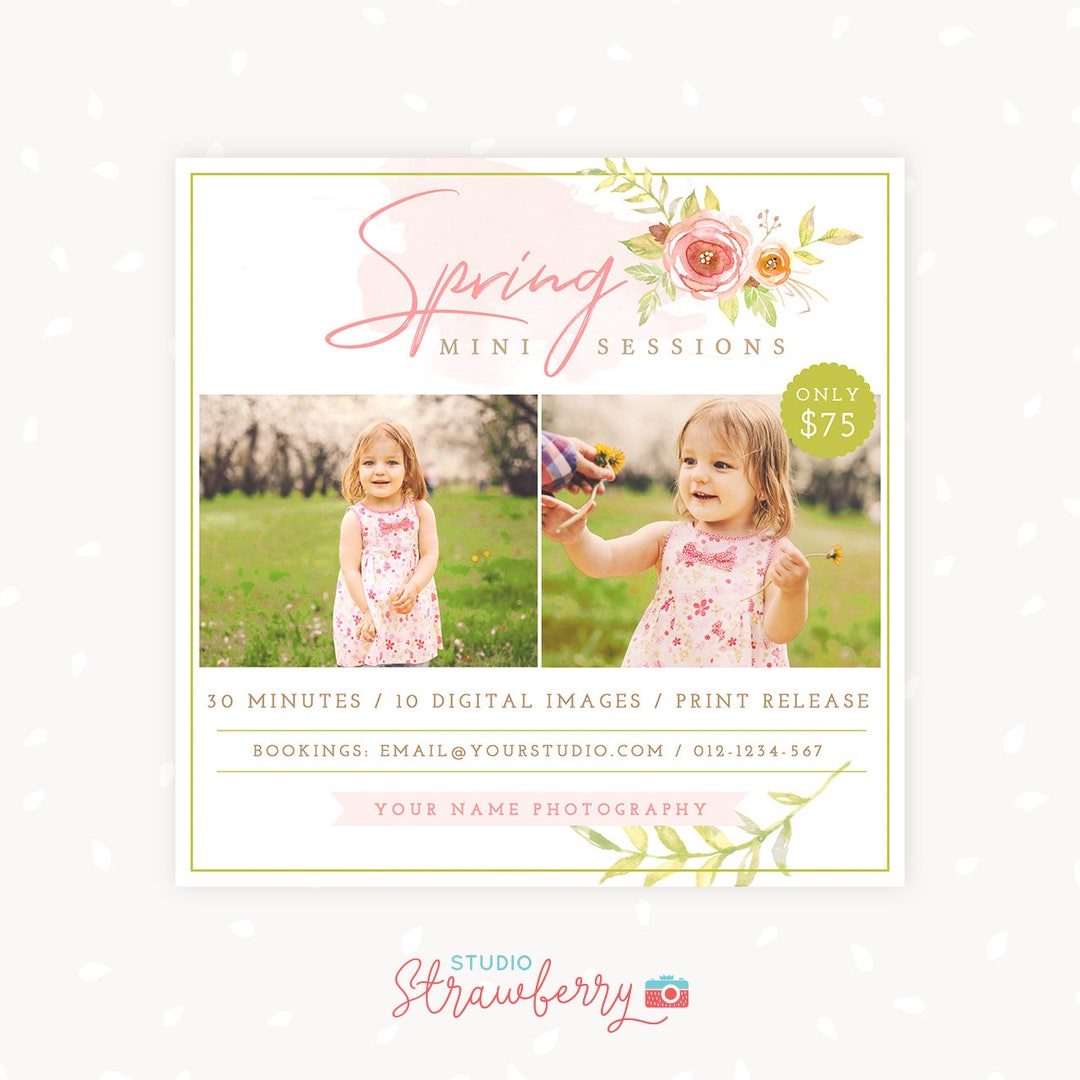 Spring Mini Session Template, Spring Minis, Spring Marketing Board ...