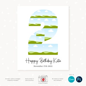 2 Year Birthday Photo Collage, Number Two, Second Birthday Poster ...