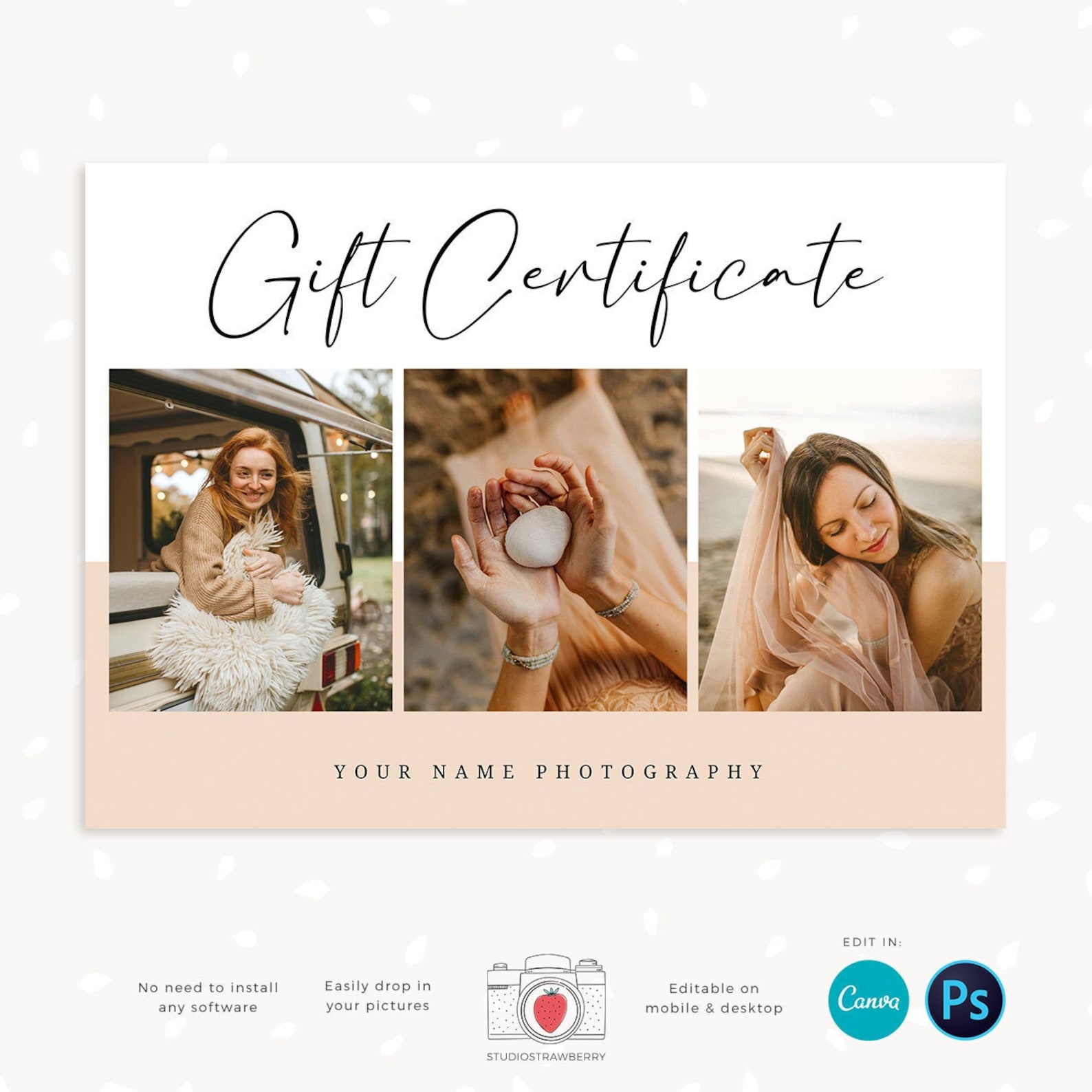 Photography Gift Certificate Template Photography Gift Card - Etsy