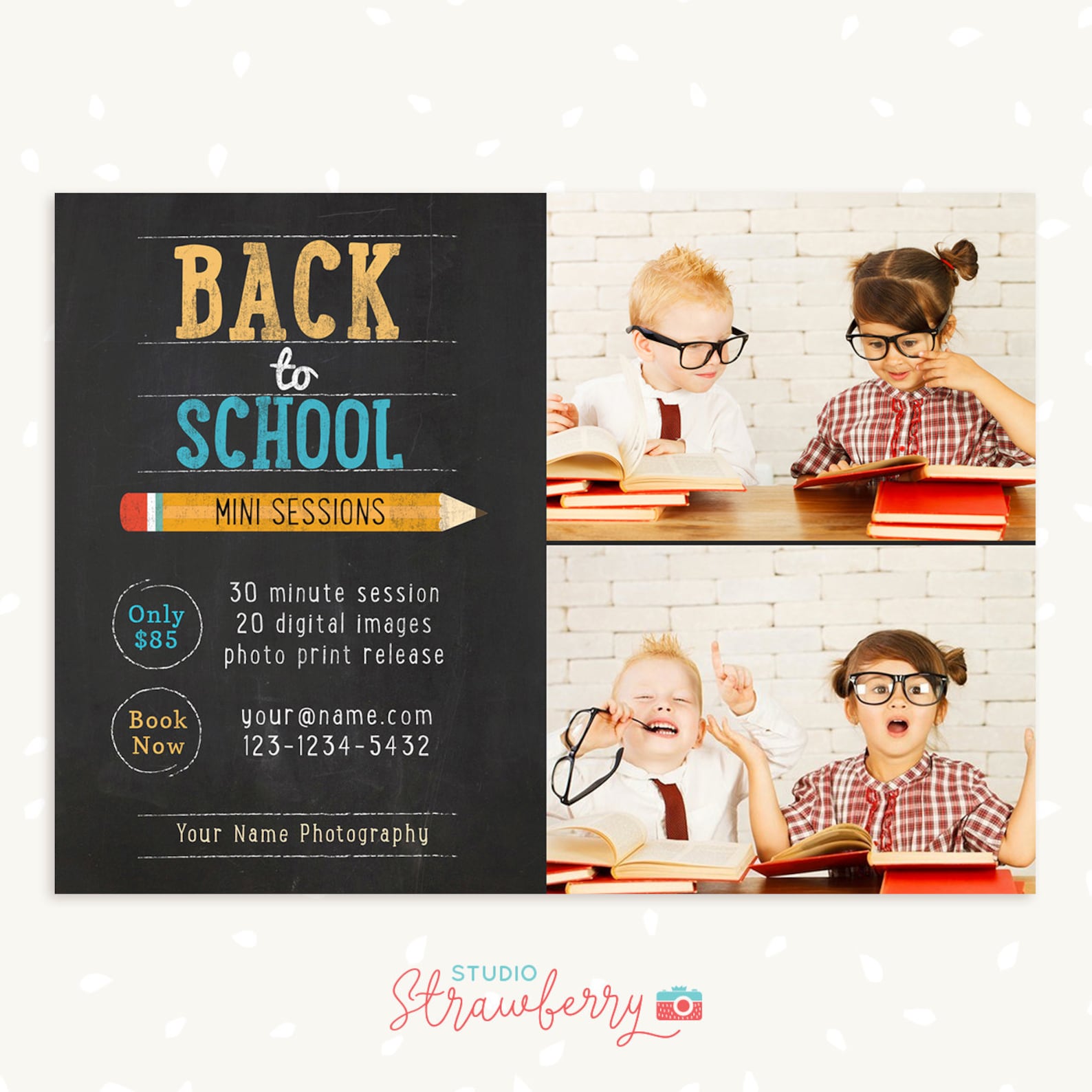 Back to School Mini Session Template, Photoshop Templates for ...