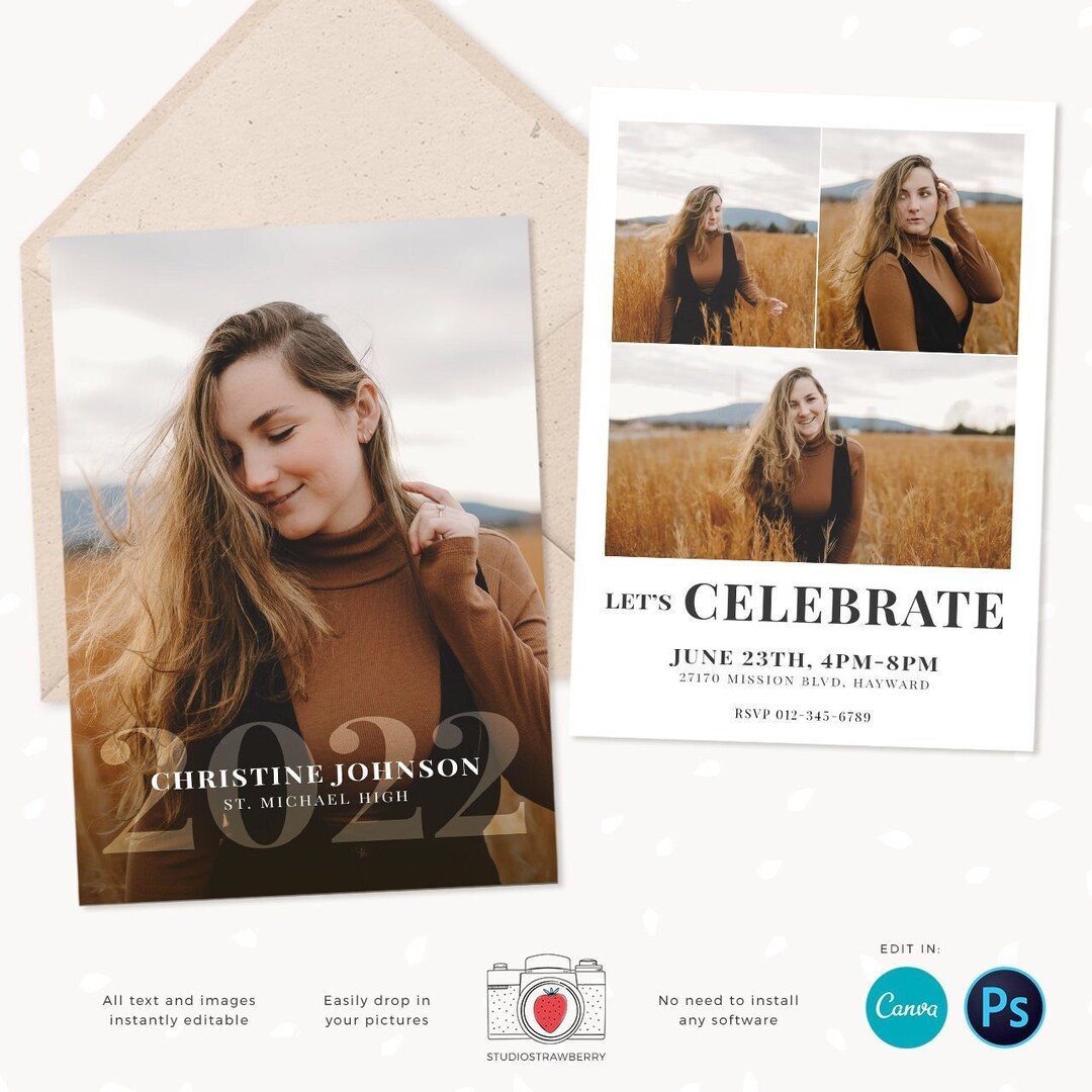 Graduation Invitation Template Instantly Editable Editable - Etsy