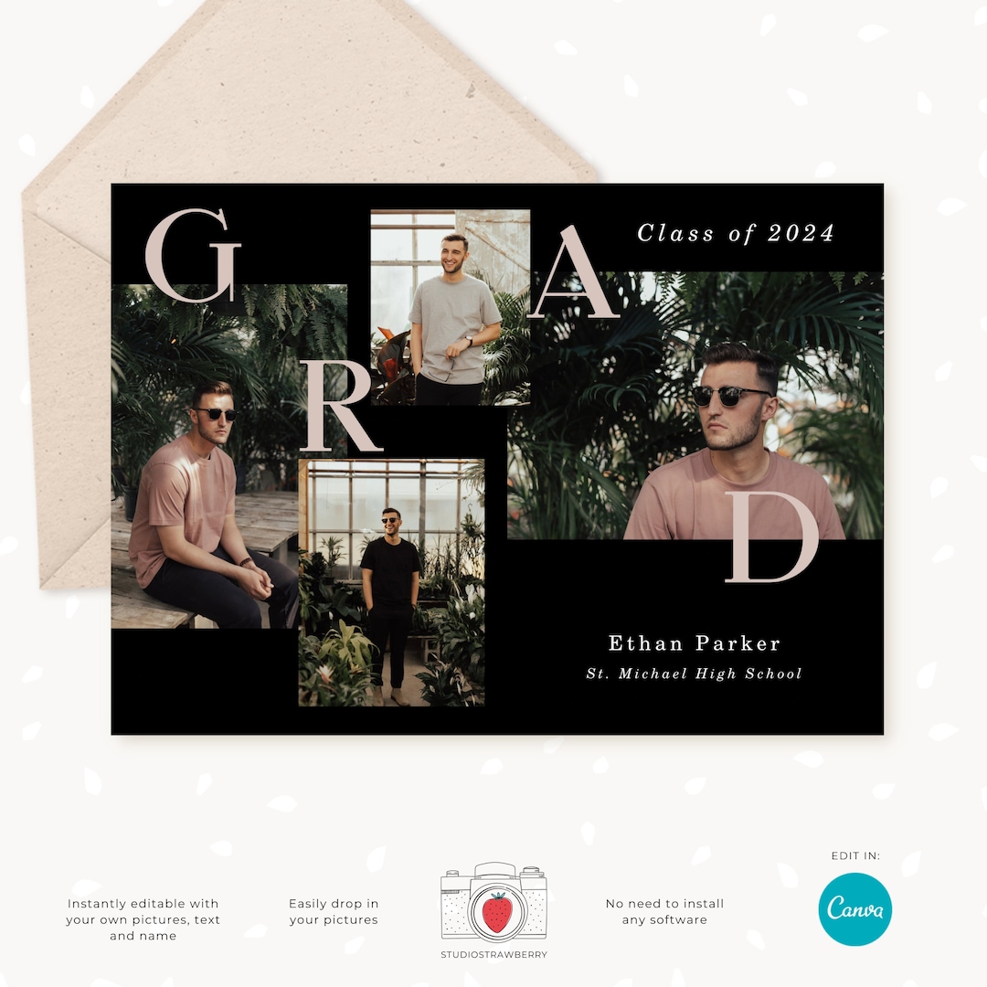 2024 Guy Graduation Announcement, Graduation Announcement Boy, Senior ...