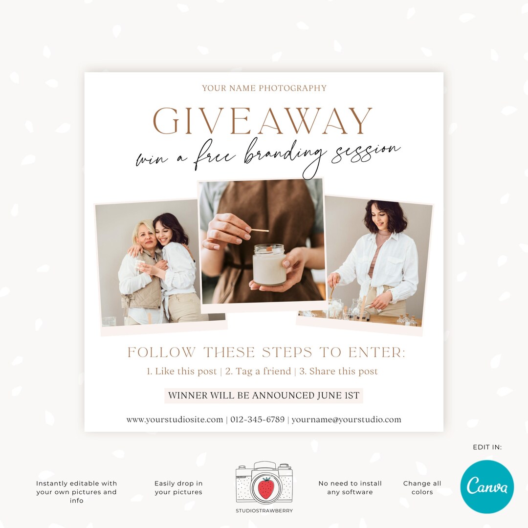 Editable Canva Template for Photography Giveaway, Instagram Contest ...