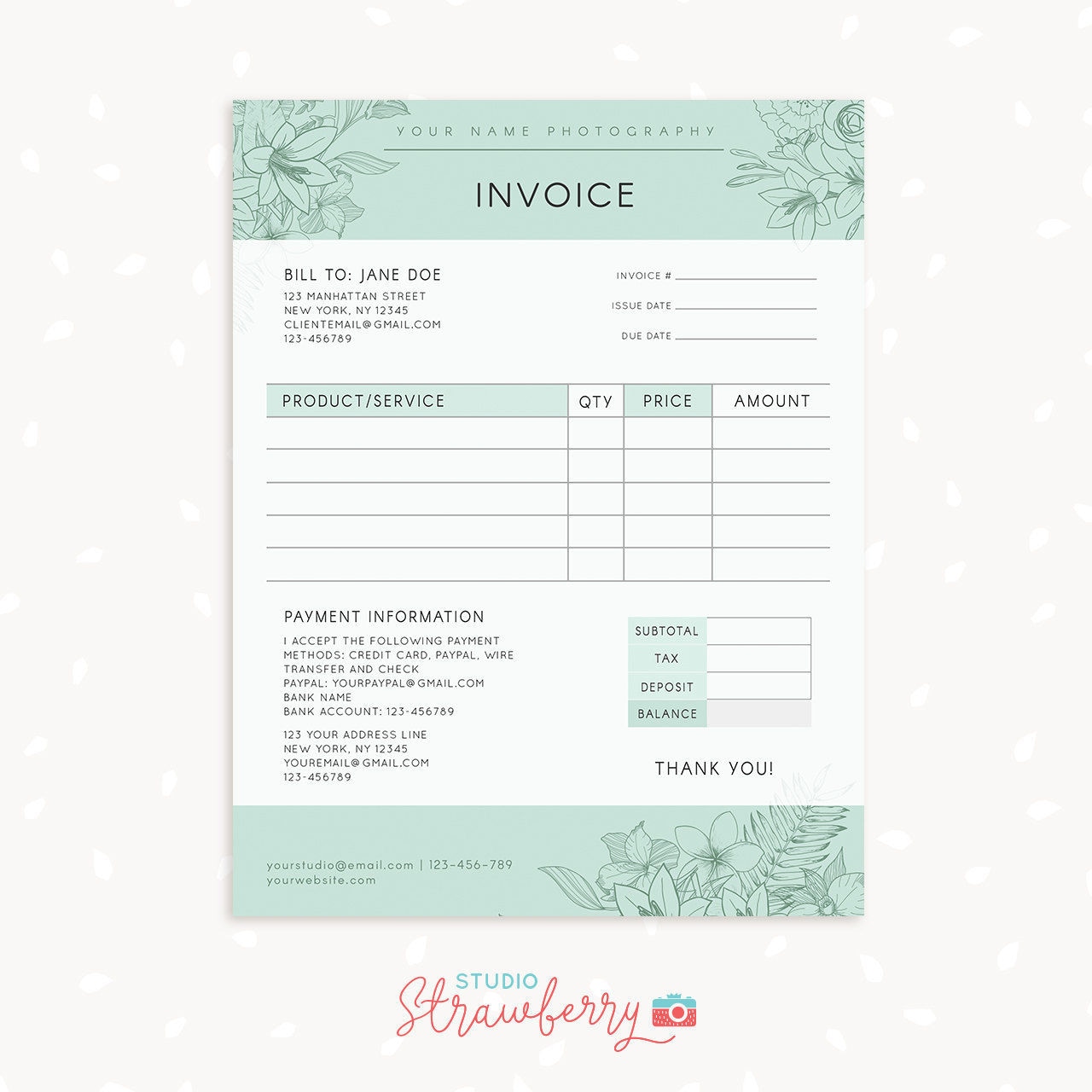 Invoice Template, Photography Invoice, Business Invoice, Receipt ...