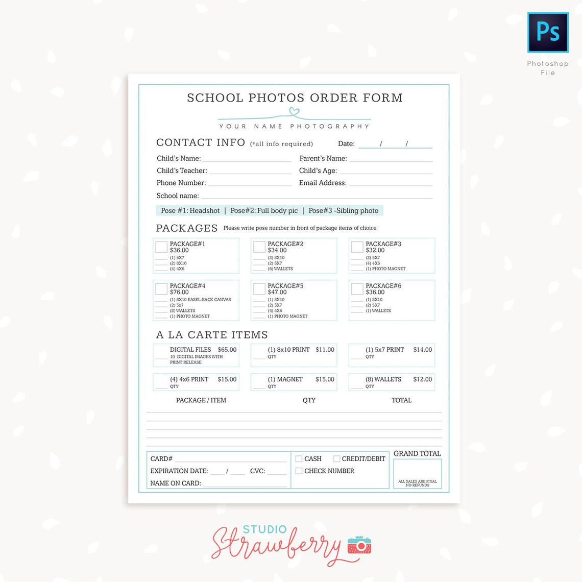 School Photography Order Form Photography Forms School - Etsy