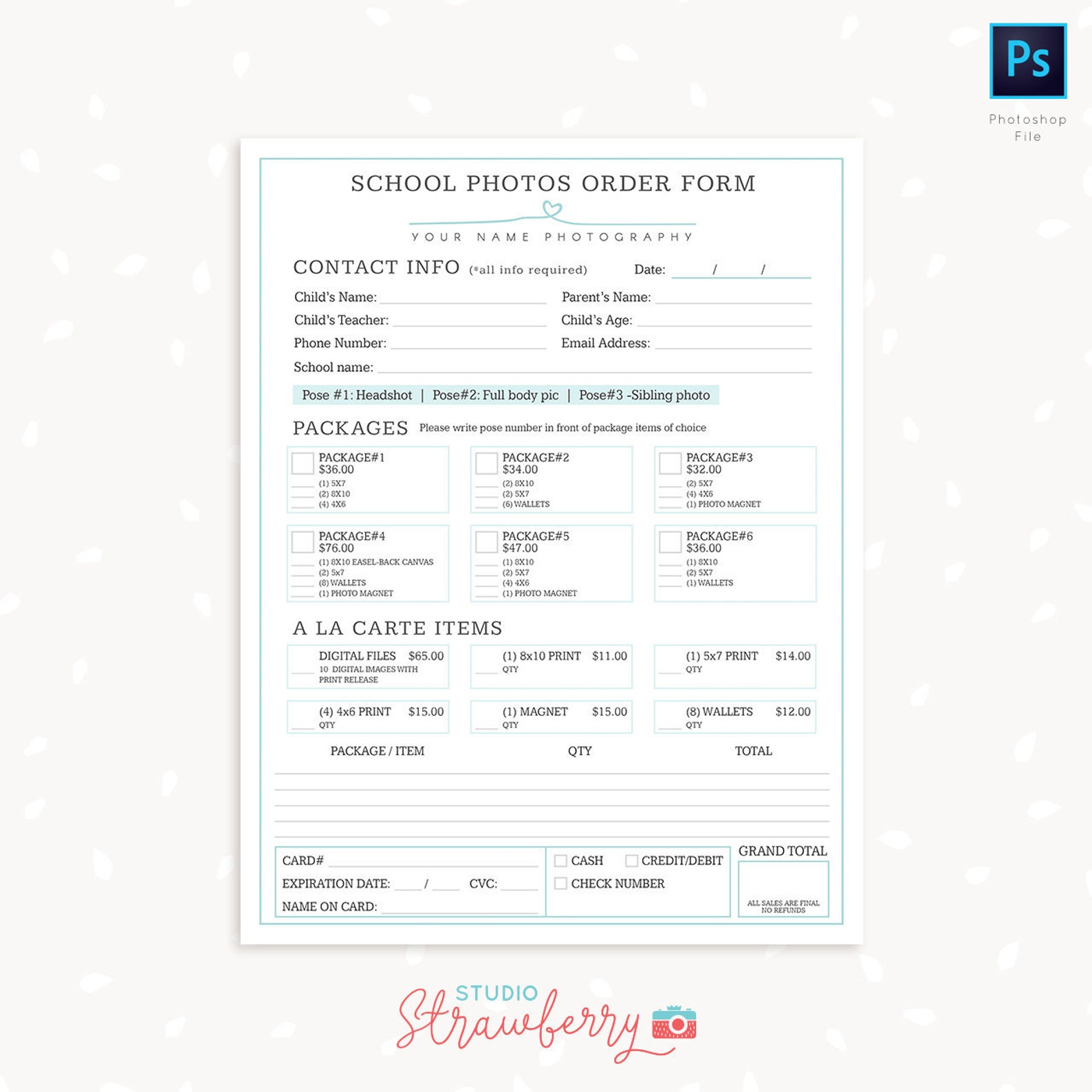 School Photography Order Form Photography Forms School - Etsy