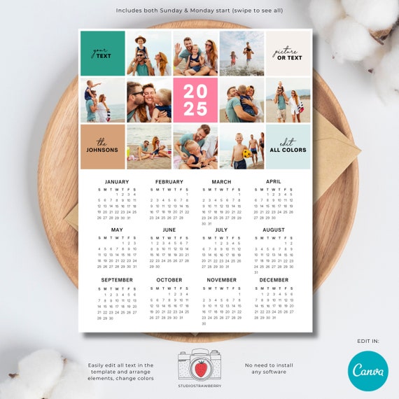 One Page Calendar Template Template Photo Calendar Single Royalty Free
