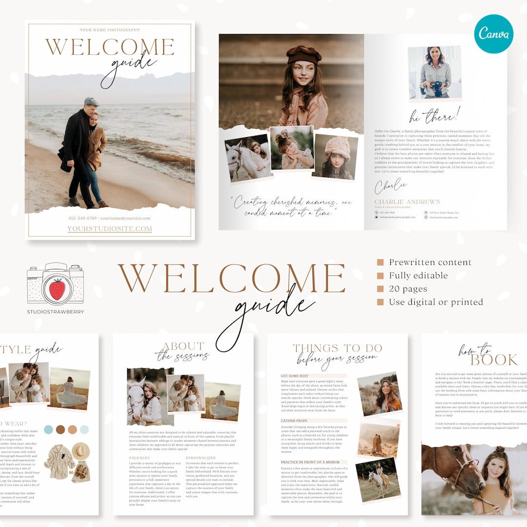 Photography Welcome Guide Template | Editable Canva Client Magazine ...