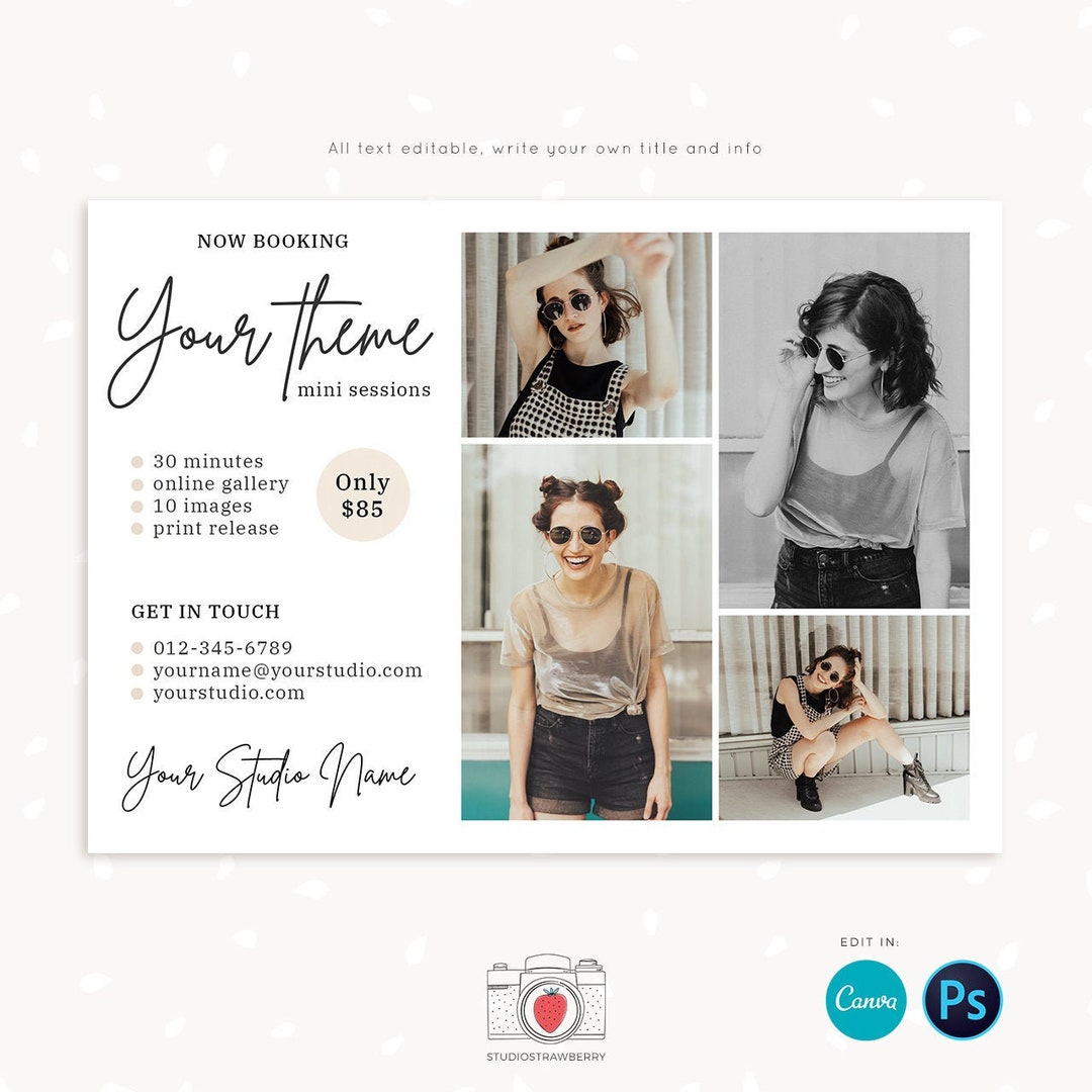Mini Session Template, Canva, Photoshop, Mini Session Marketing ...