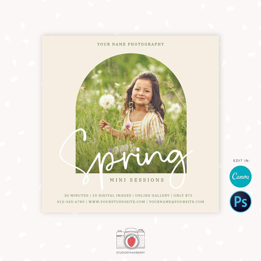 Spring Mini Sessions Template, Canva, Photoshop, Spring Mini Session ...