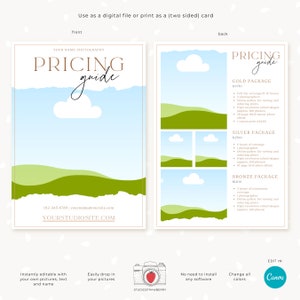 Editable Photography Pricing Guide Template | Canva Price List ...
