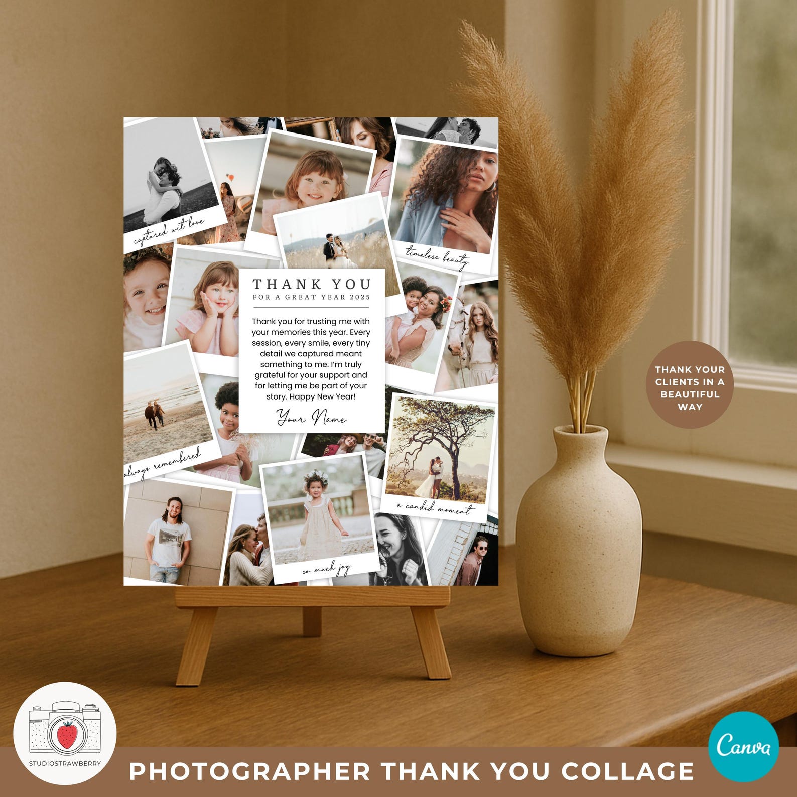 Photographer Thank You Collage, End of Year Client Photo Card, Polaroid ...