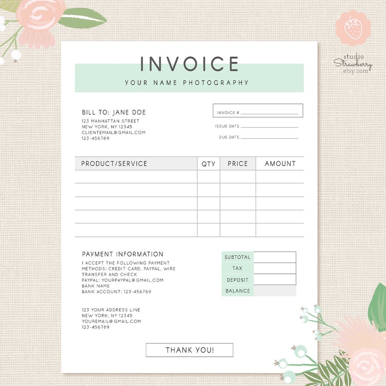 Etsy Invoice Template Printable Word Searches