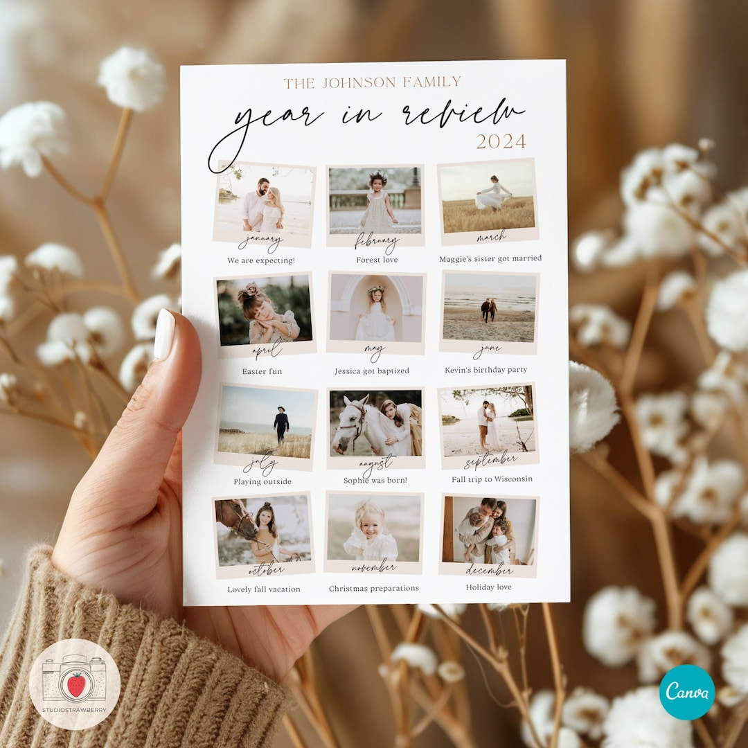 Editable Year in Review Photo Card | Customizable Family Recap Card ...