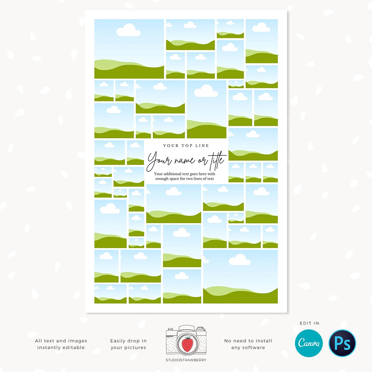 24x36 Photo Collage Poster Collage Template for 47 Photos - Etsy