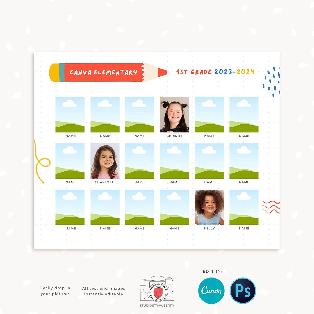 School Composite Template, 8x10", Canva, School Composite, Photo ...