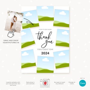 Editable End of Year Thank You Card Template With Photo Placeholders ...