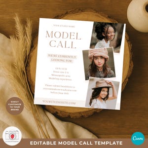 Editable Model Call Canva Template for Photography, Customizable Model ...