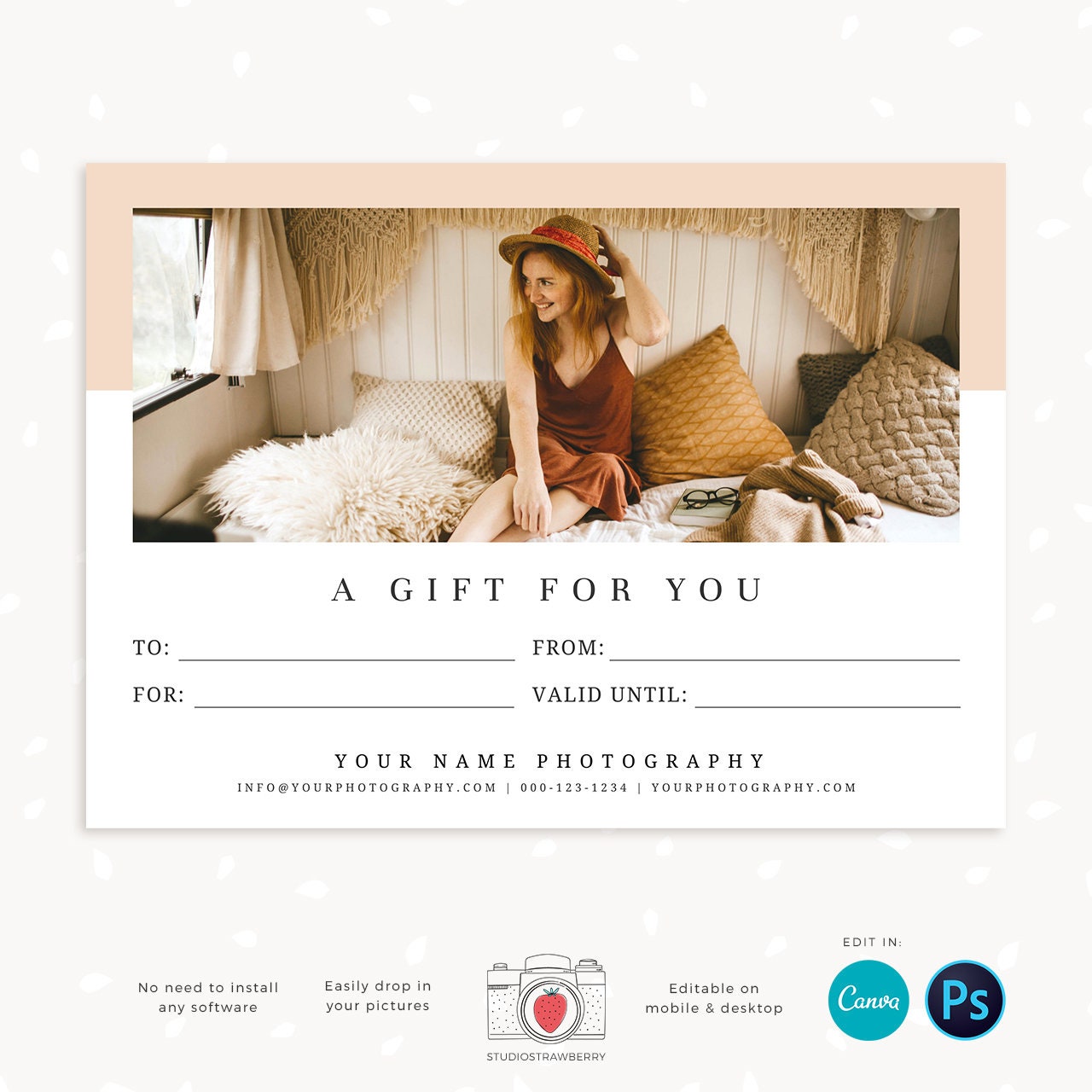 Photography Gift Certificate Template, Photography Gift Card Template ...