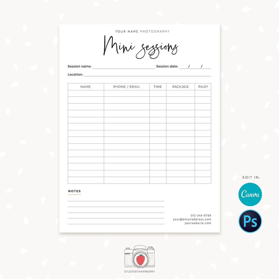 Mini Sessions Sign up Form, Photography Forms, Mini Session Booking ...