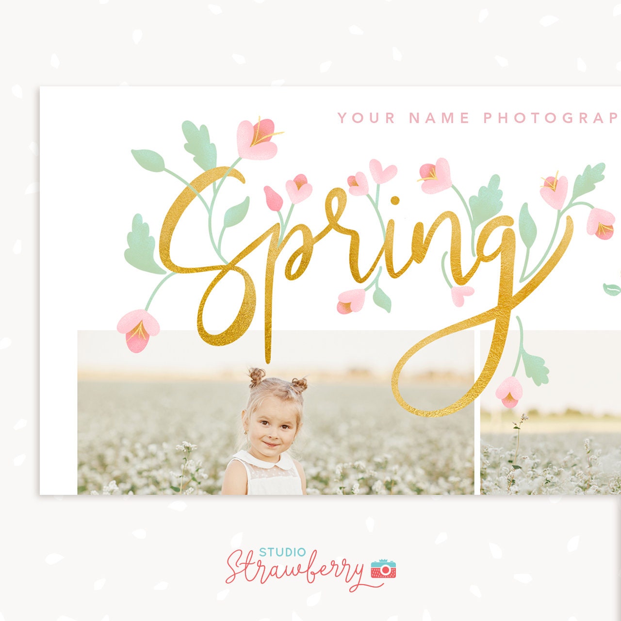 Spring Mini Session Template Floral Spring Marketing Board Photoshop ...