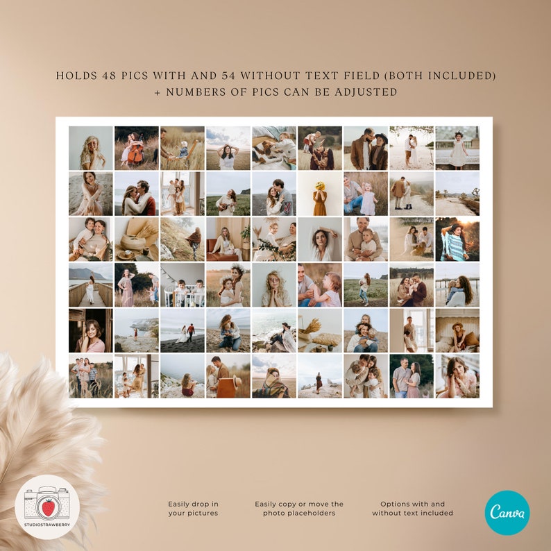 Editable Large Photo Collage Canva Template, Customizable Memorial ...