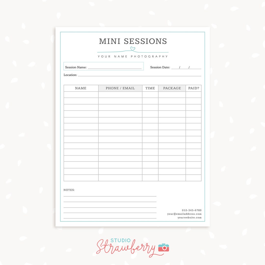 Mini Sessions Sign up Form, Photography Forms, Mini Session Booking ...