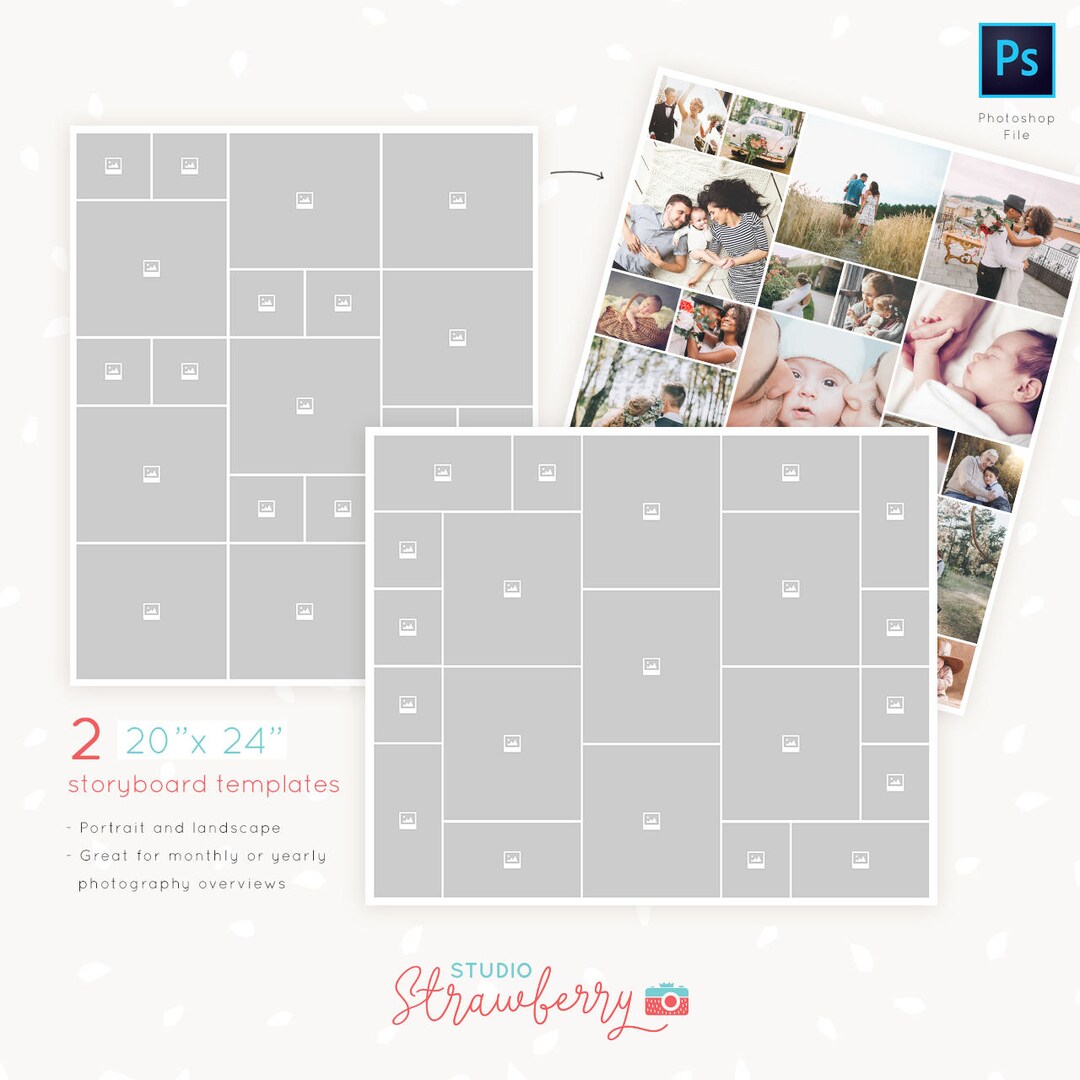 Storyboard Template 20 X 24, Set of Two, Big Collage Photoshop Template ...