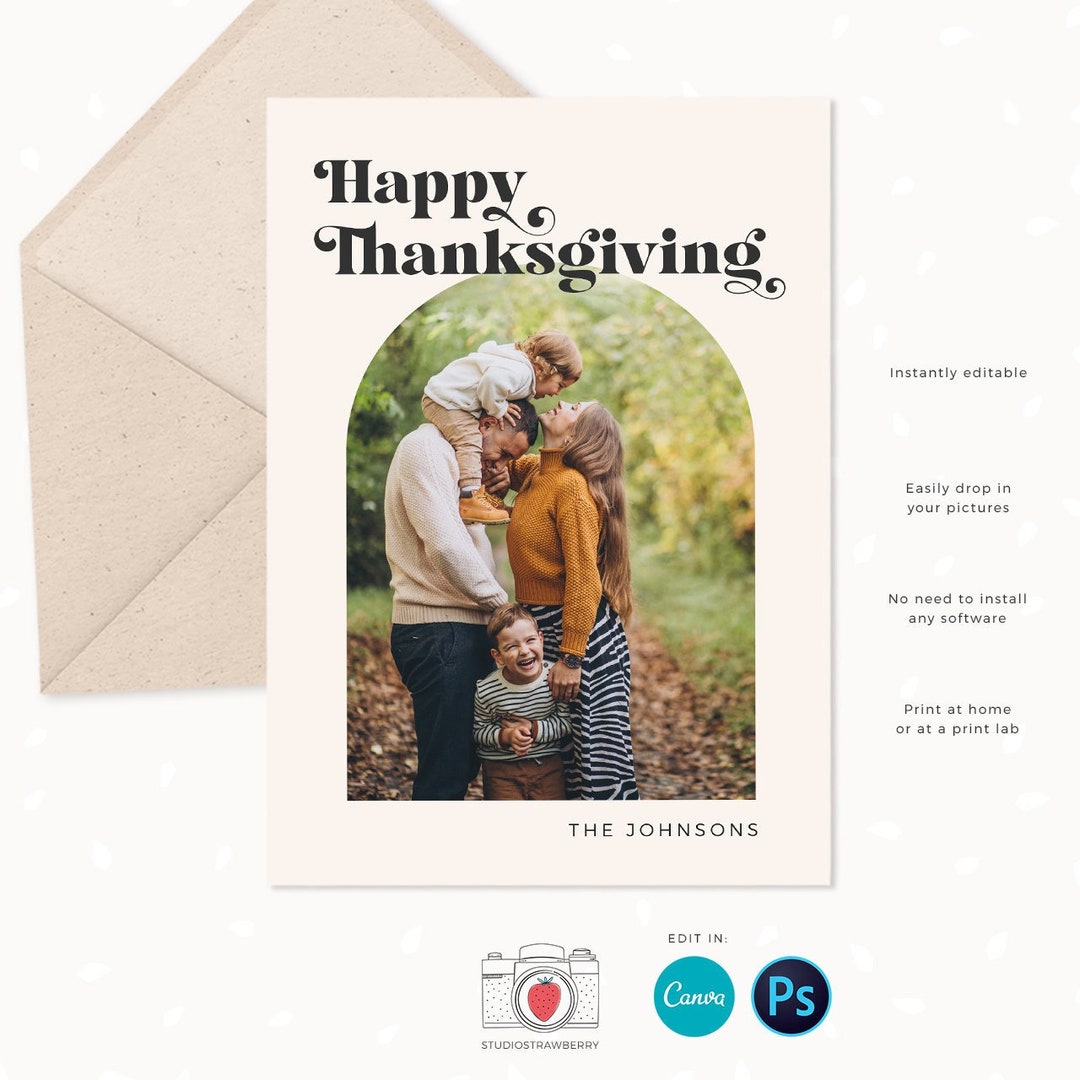 Thanksgiving Card Template, Editable Thanksgiving Card, Canva ...