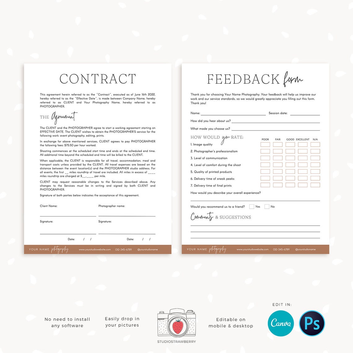 Photography Business Forms Bundle Photography Forms Template - Etsy