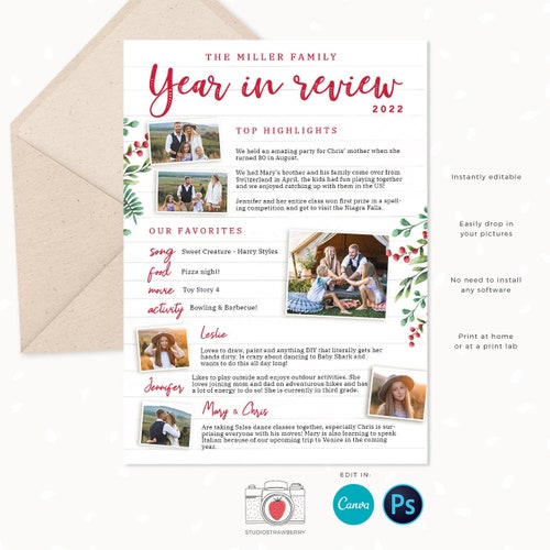 Christmas Newsletter Template Year in Review Christmas Card - Etsy