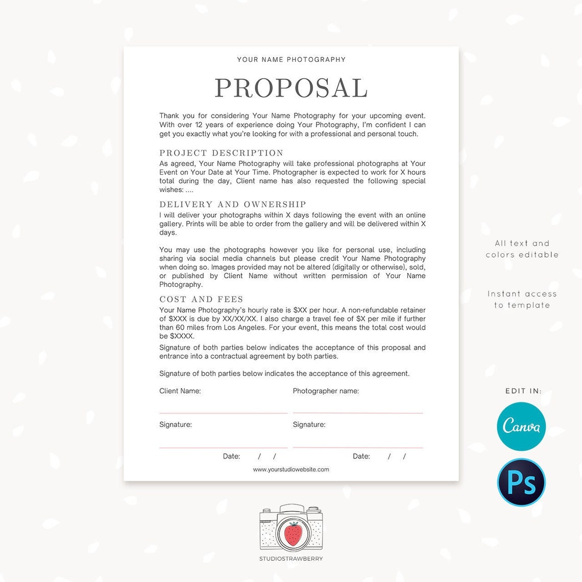 Photographer Proposal Template, Photography Forms, Forms for ...