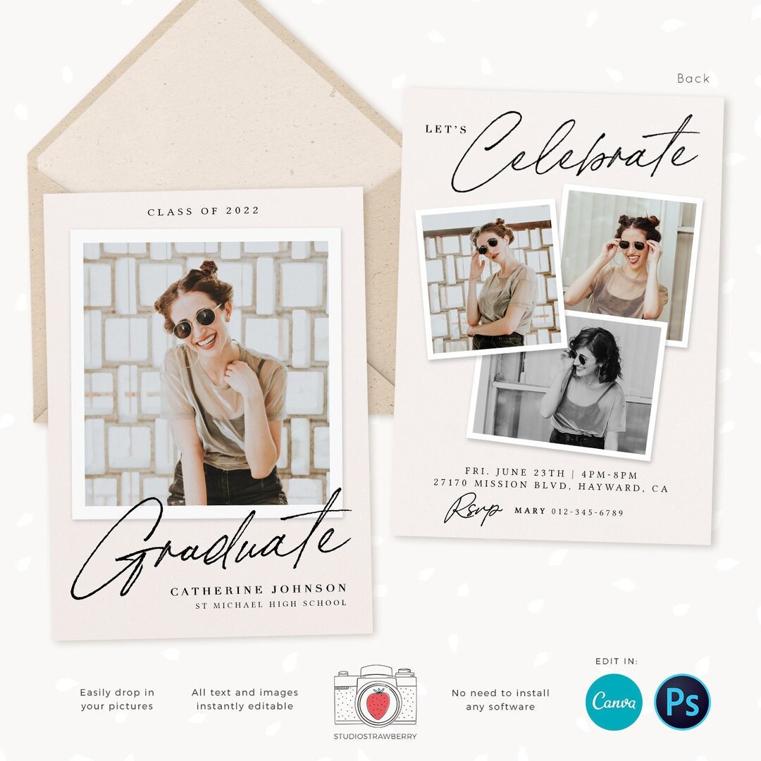 Graduation Invitation Template, Instantly Editable, Editable Graduation ...