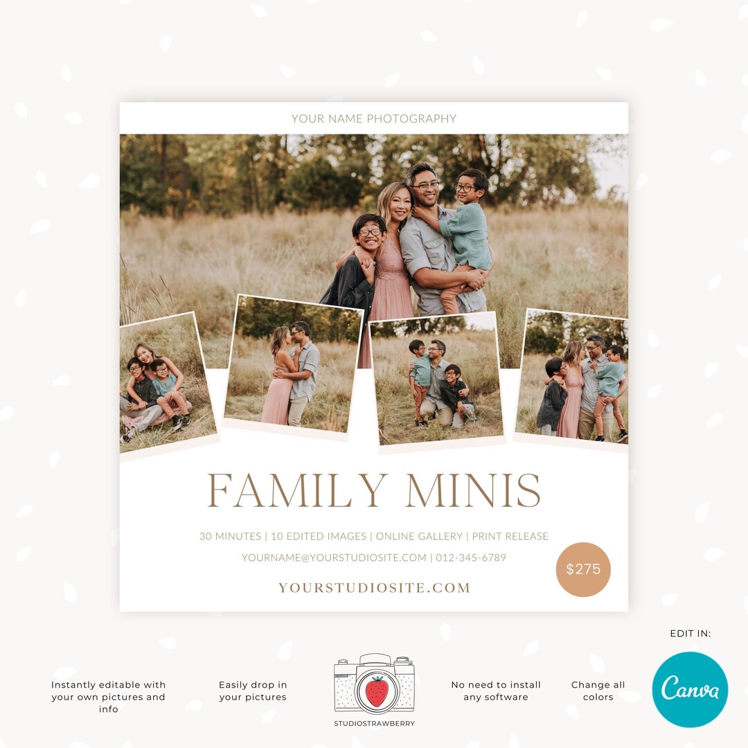 Editable Family Mini Sessions Template | Customizable Canva Design for ...