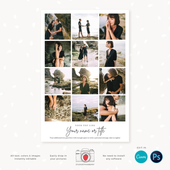 24x36 Photo Collage Poster Collage Template for 12 Photos - Etsy