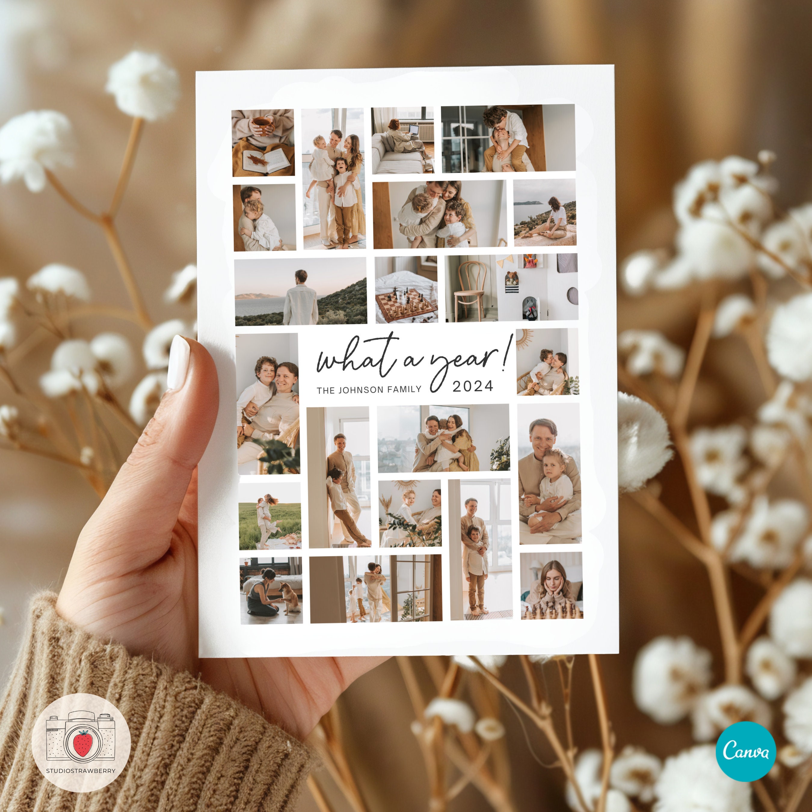 Year in Review Photo Card | Editable Holiday Collage Card ...