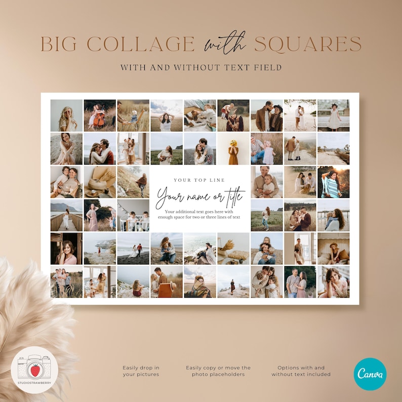 Editable Large Photo Collage Canva Template, Customizable Memorial ...