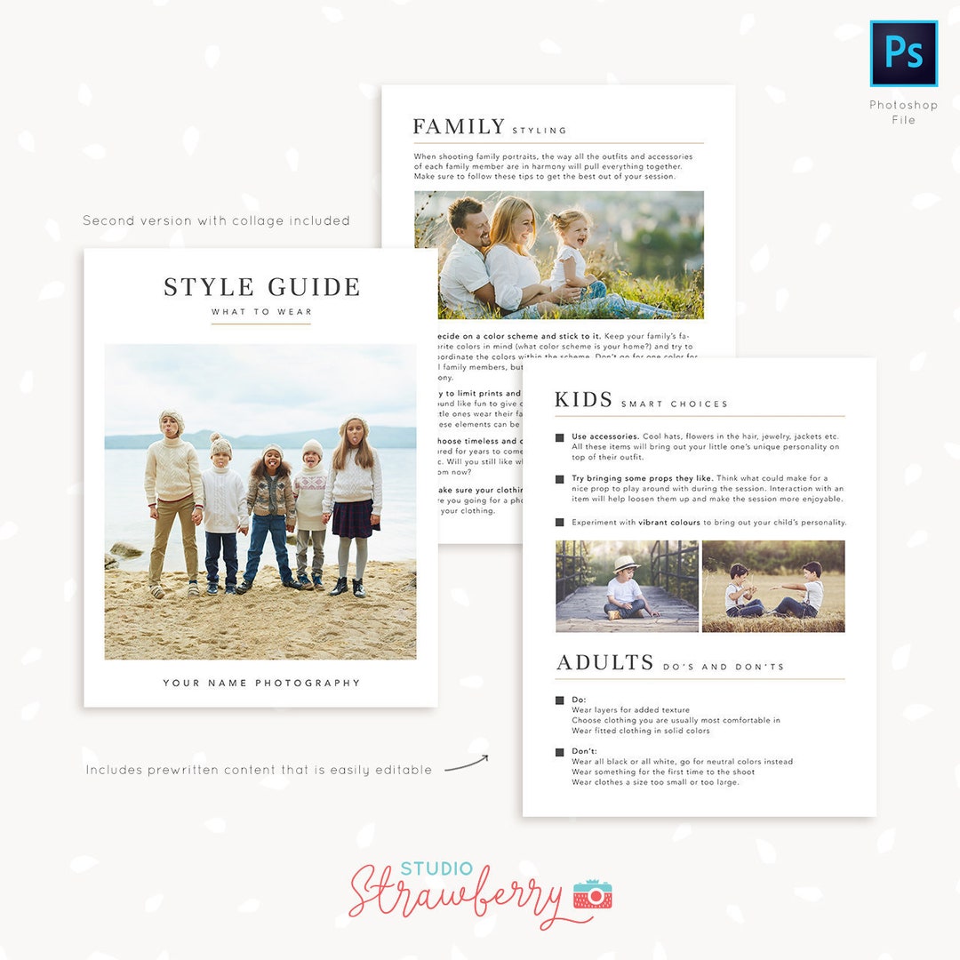 Style Guide Template for Photographers, Style Guide Photography, Letter ...