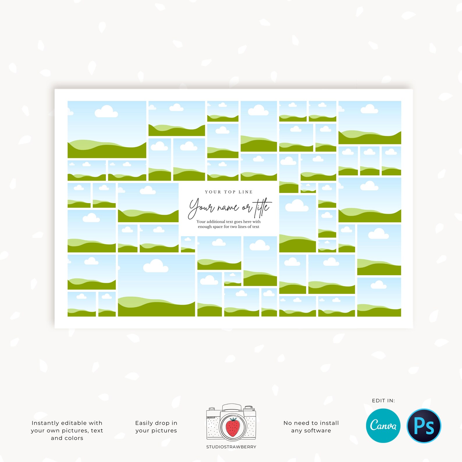 36x24 Photo Collage, Poster Collage Template for 51 Photos, Poster Size ...