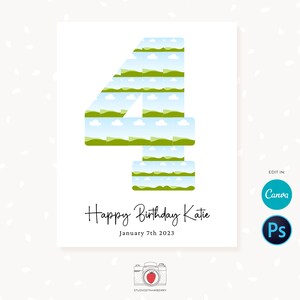 4 Year Birthday Photo Collage, Number Four, Fourth Birthday Poster ...