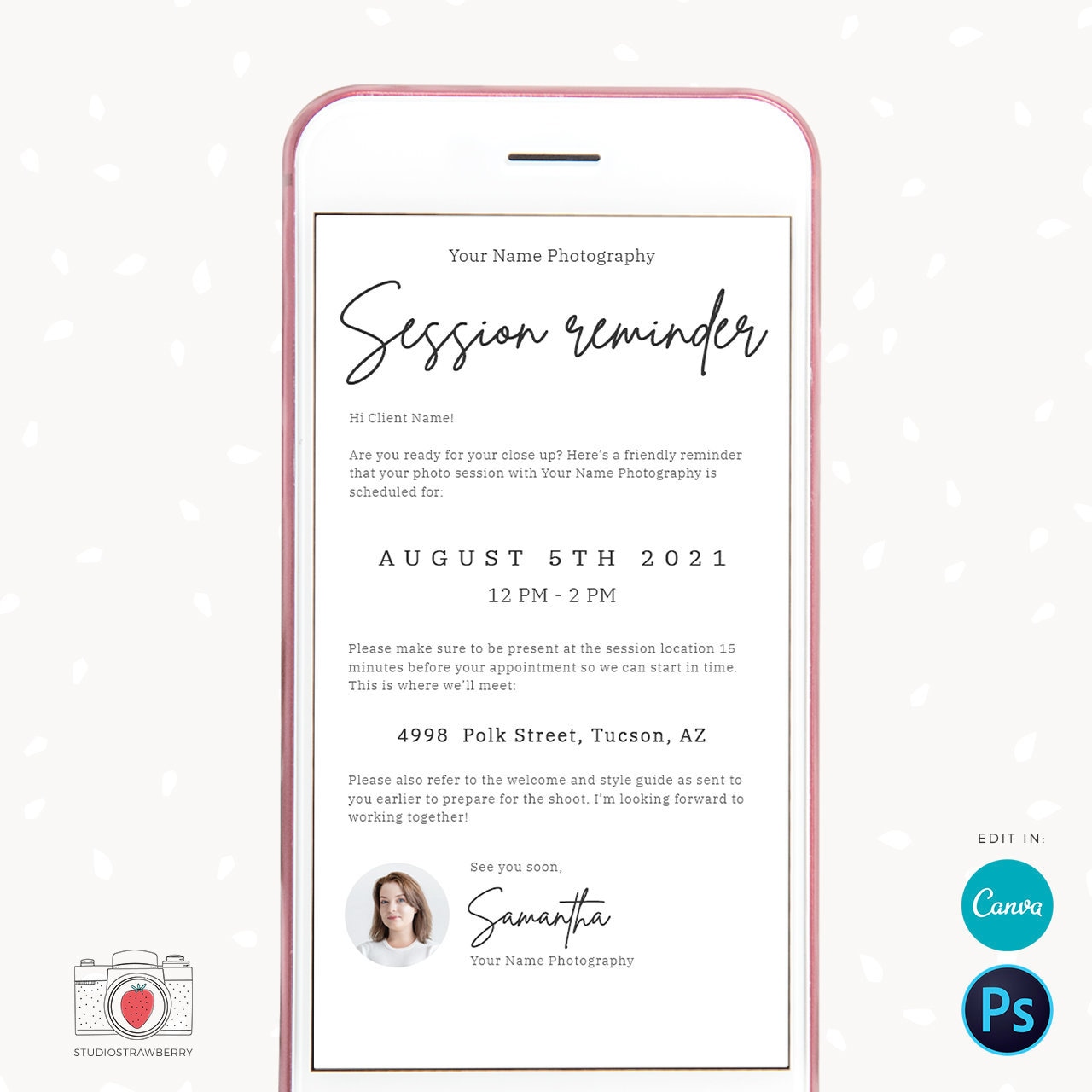 Session Reminder Email Newsletter Template for Photographers - Etsy