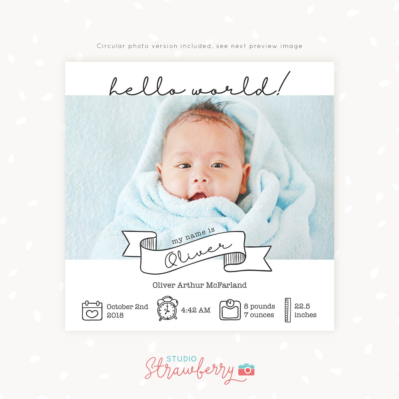 Birth announcement template Newborn announcement template | Etsy